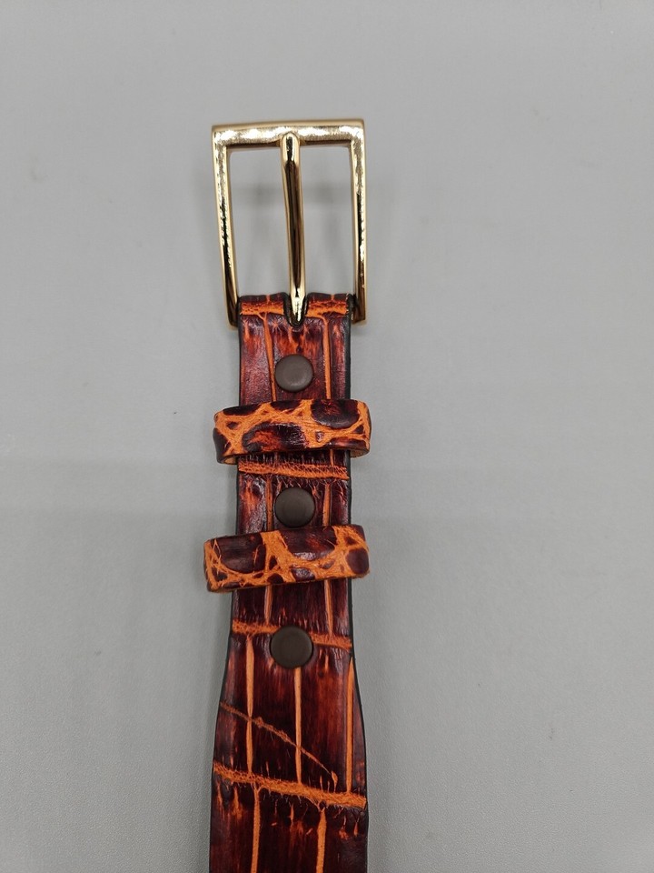 Louisiana Alligator Brown Leather Mens Tapered Belt Handcrafted In USA ...
