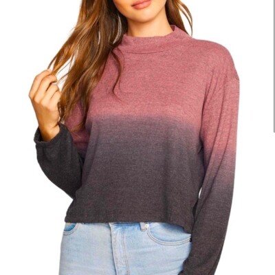 Chaser Womens Large L Ombre Dye Crop Sweater Top | eBay