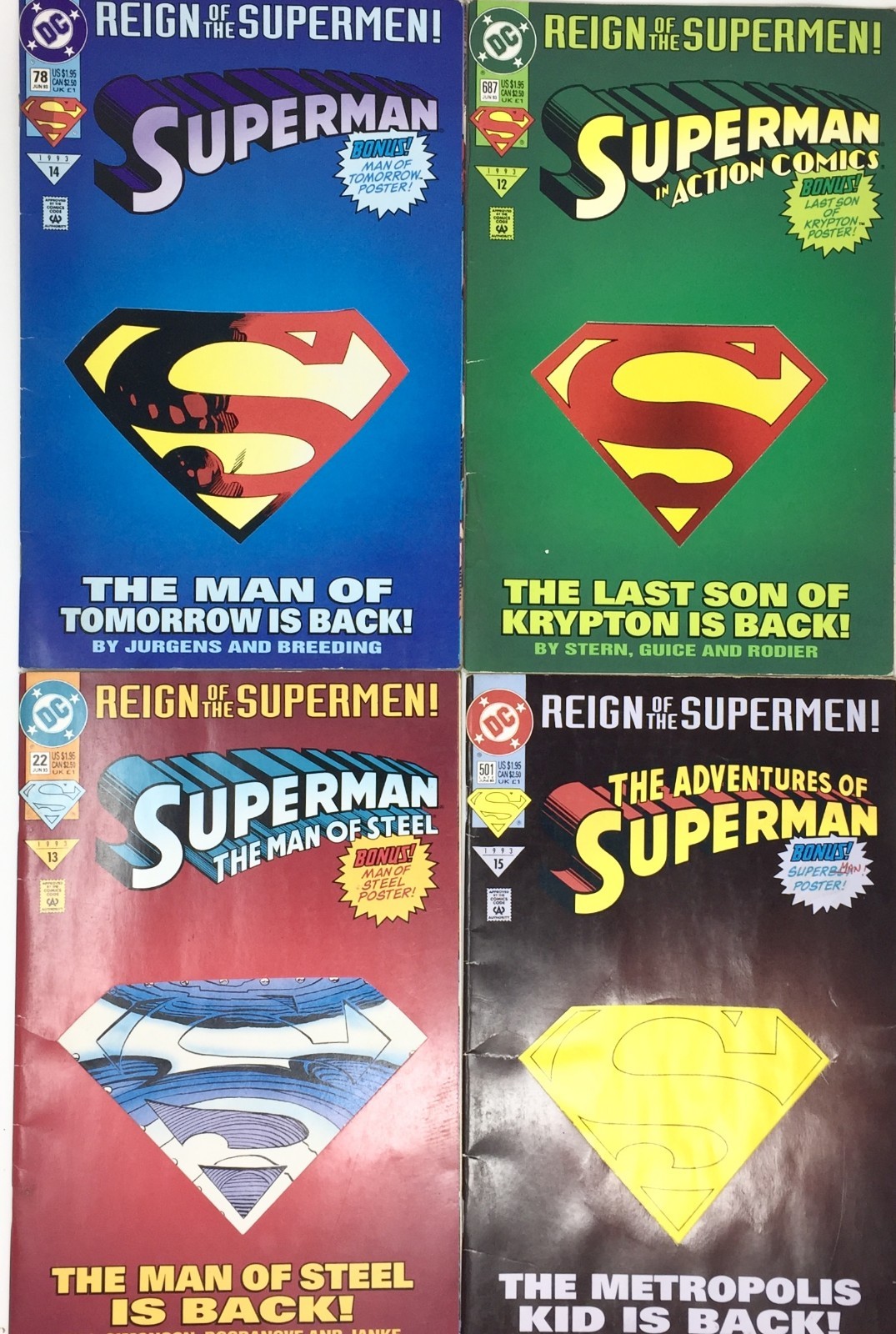 Set of Four Reign Of The Supermen 1993 #12, #13, #14 and #15 | eBay