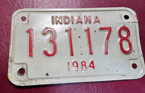 1984 INDIANA MOTORCYCLE CYCLE LICENSE PLATE "131178 IN 84 | eBay