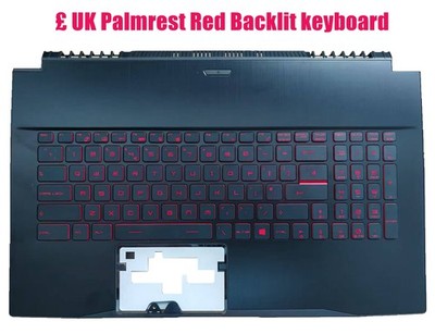 UK Palmrest Red Backlit keyboard for MSI GF75 Thin MS-17F3 MS-17F4 MS ...