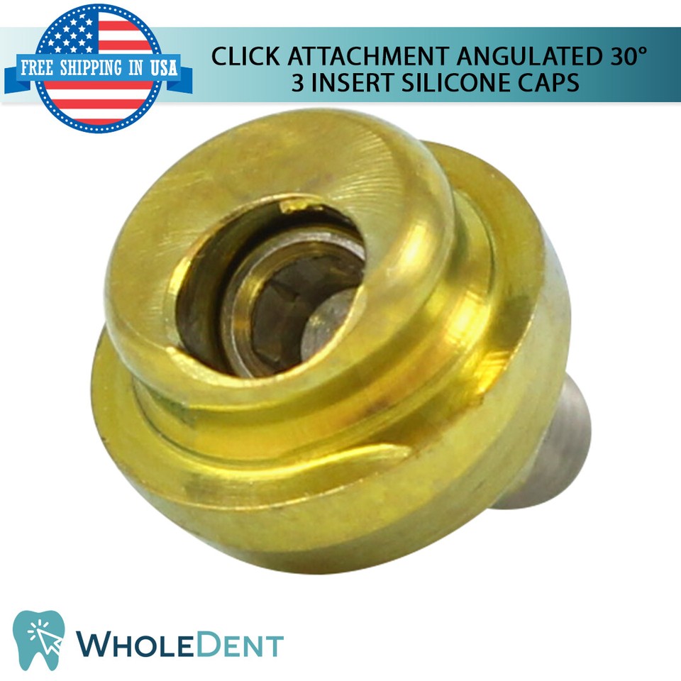 10x Angulated Click Attachment Abutment 3 Silicone Cap 30 Dental ...