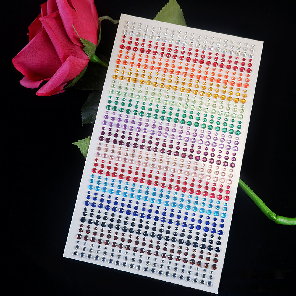 1800pcs Colorful Self-adhesive Body Diamonds Rhinestones Belly Face ...