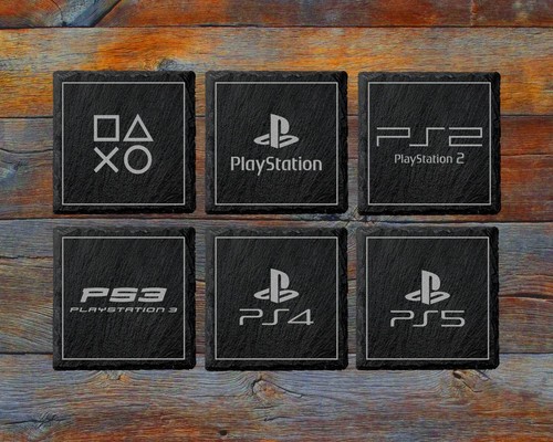 Sony PlayStation Shapes Icon & PlayStation 1-5 Logo with 6 Slate ...