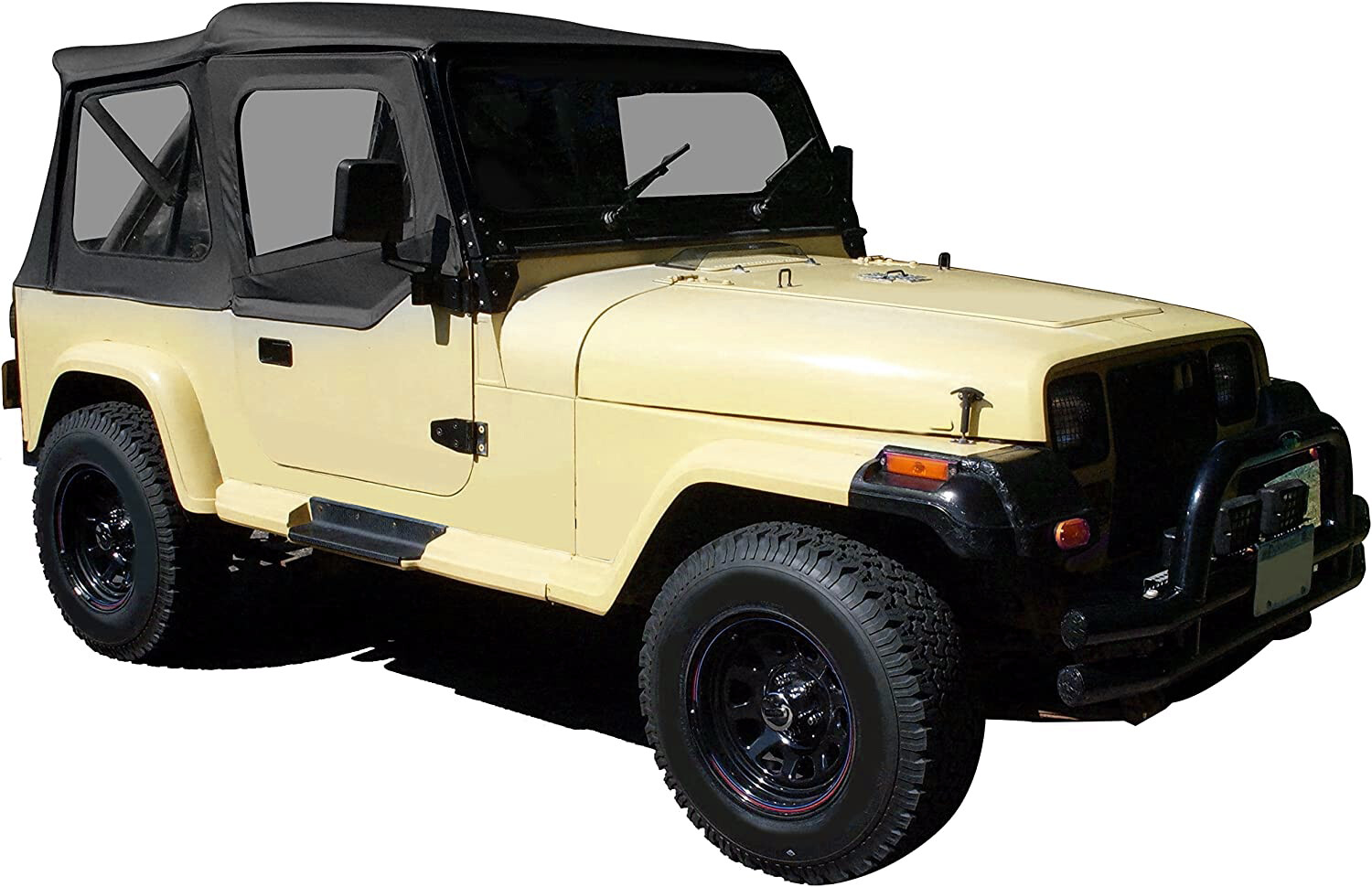 1987-1995 Jeep Wrangler YJ Soft Top Sailcloth Black Vinyl w/ plastic ...