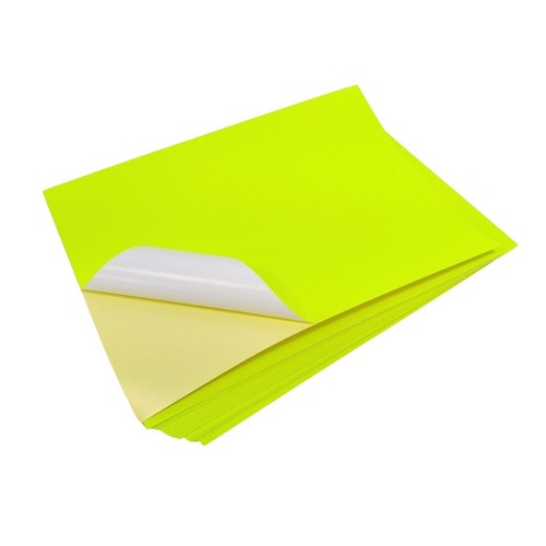 A4 Neon + fluorescent gree Adhesive Sticky Sticker Craft Labels ...