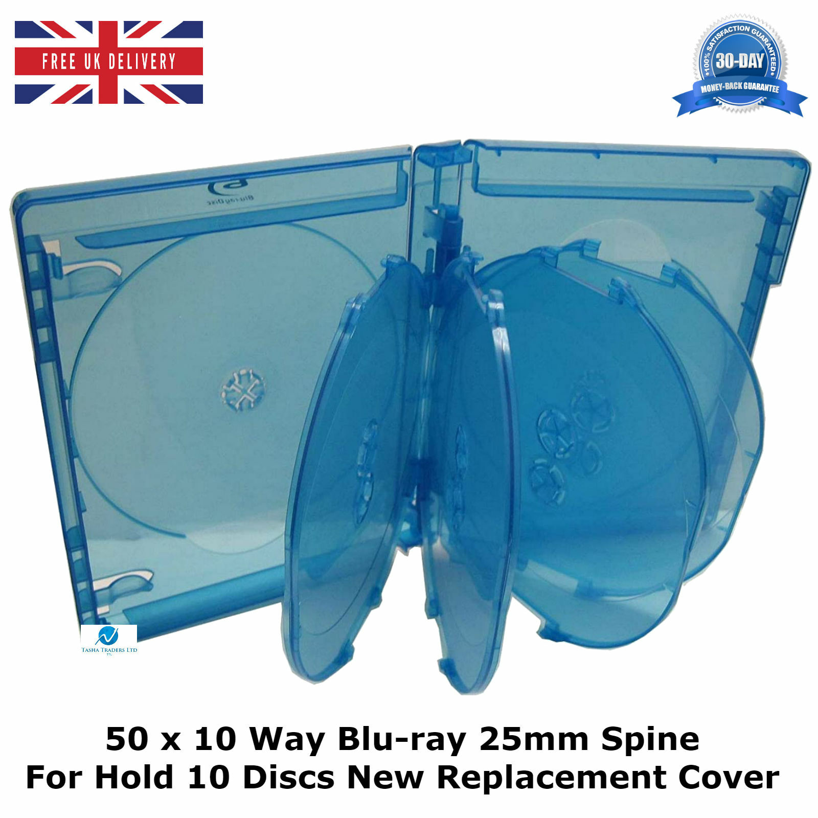 10 Way Blu-ray 25mm Blue CD/DVD Spine For Holding 10 Discs Replacement ...