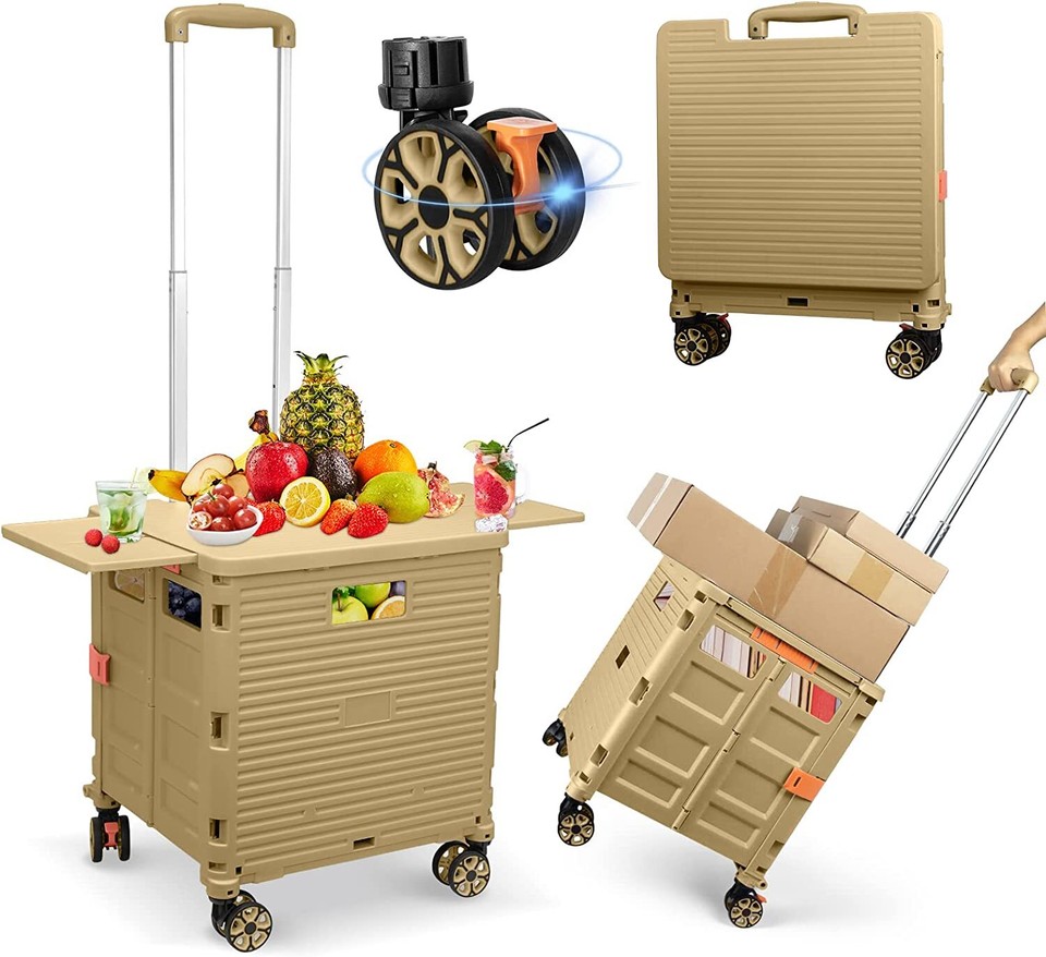 Portable Cart Collapsible Rolling Crate on Wheels for Teachers Tote ...
