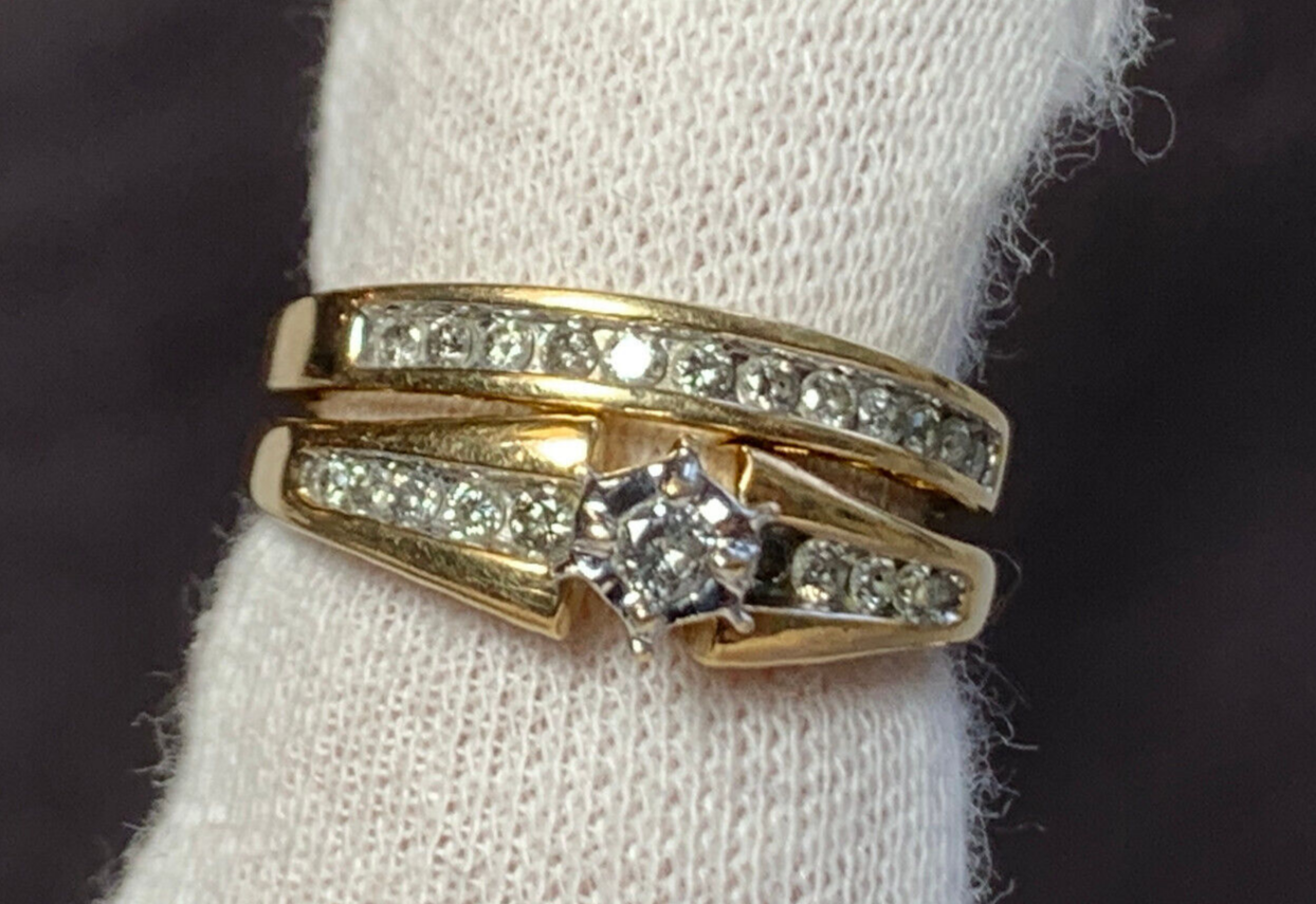 10K Yellow Gold Diamond Bridal Set 5.5g Fine Jewelry Avon Engagement ...