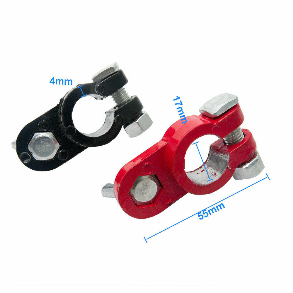 Heavy Duty Battery Terminals Clamps Dual Connector Positive + Negative ...