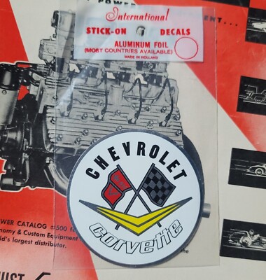 Vintage NOS Chevrolet CORVETTE Sticker 3" V8 Muscle Car Hot Rod Auto ...