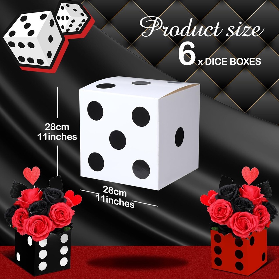 Tinlade 6 Pcs Large Casino Dice Boxes 11 in Casino Theme Party Decoration Veg... | eBay