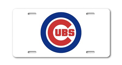 Red White Blue Chicago CUBS on White on Metal FLAT License Plate 12"x6 ...