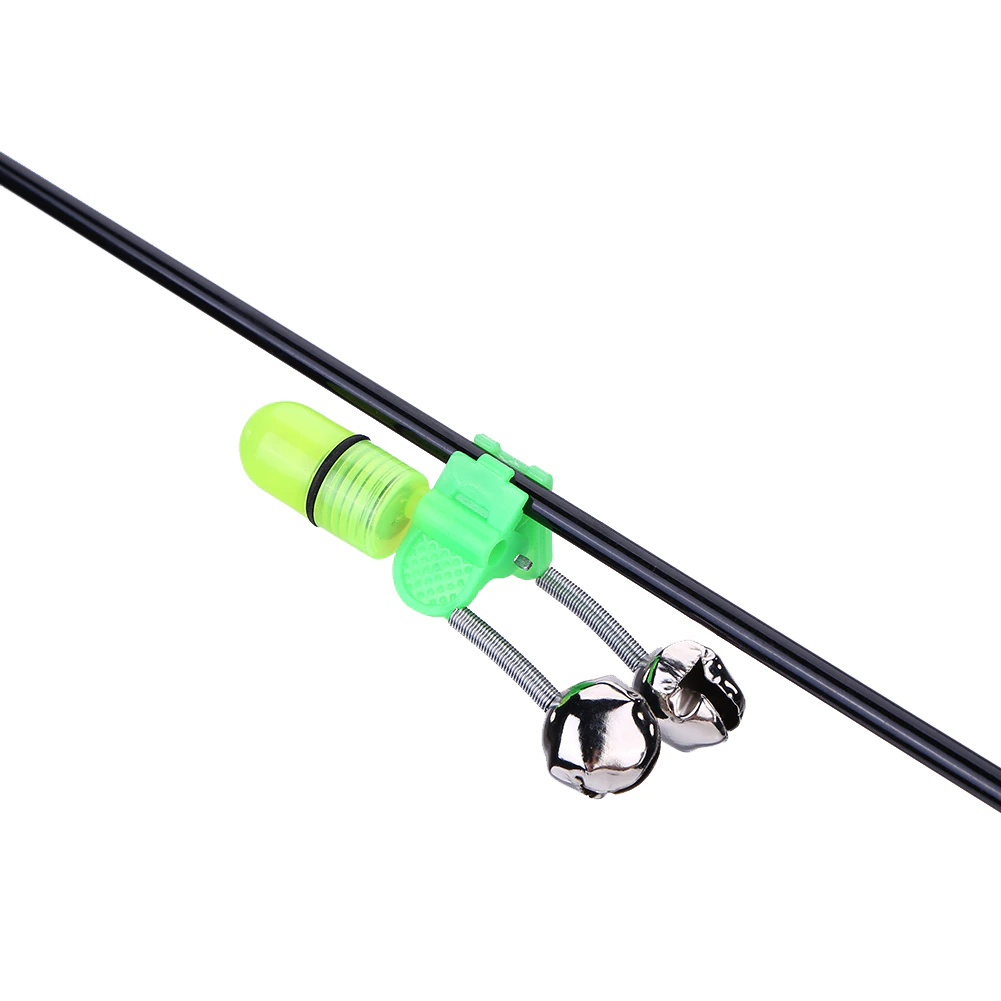 10/40 PC LED Night Fishing Bite Bait Alarm 2 Bells Light Rod Tip Clip ...