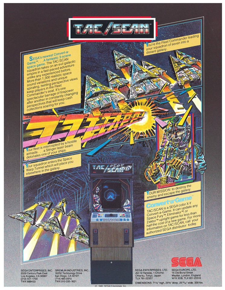 Tac/Scan by Sega Video Arcade Flyer / Brochure / Ad | eBay