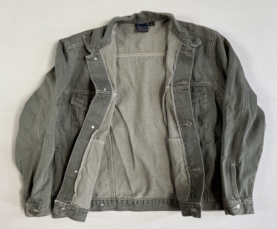 Vintage Karl Kani Denim Jean Jacket Men’s Size XL Grey/Green Rap Tupac ...