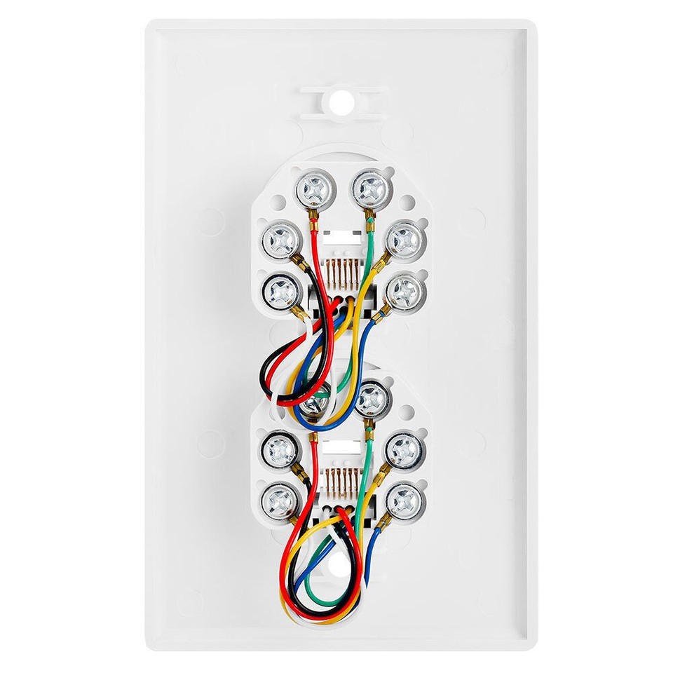 RJ12 Phone Dual Port Wall Plate 6P6C White Telephone Line Modular ...
