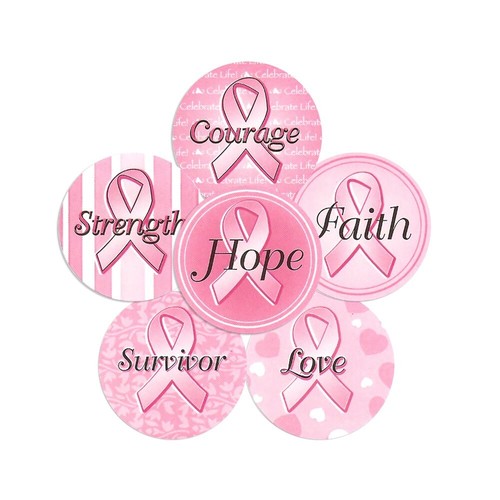 Pink Ribbon Hope Stickers 100 Pack | Five Unique Messages- Love, Hope ...