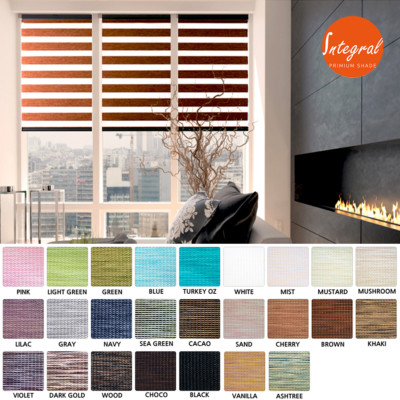 Window Blinds Roller Sheer Shades Light Filtering Woodlook Fabric ...