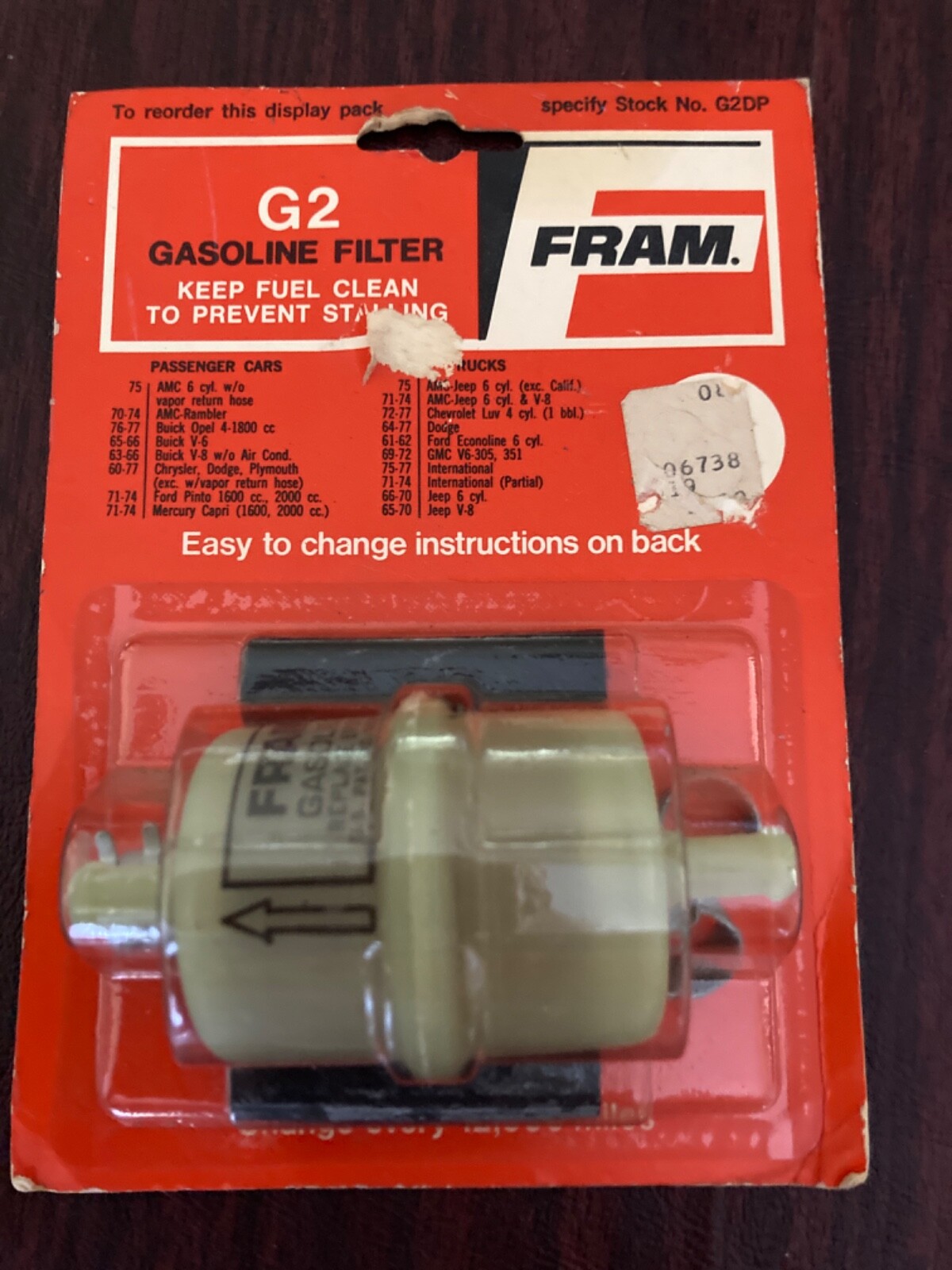 Fram G2 - Fuel filter cross reference