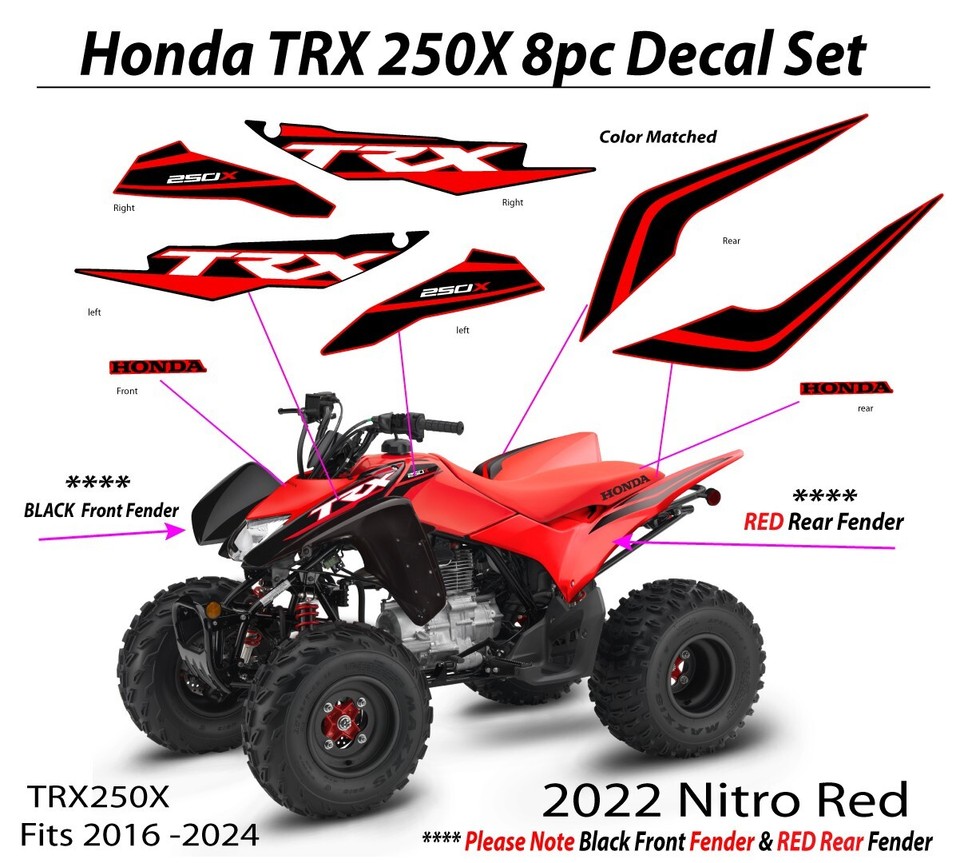 2016 2024 Honda TRX250X Decal Graphic Sticker OEM kit Plastic Set 250 X ...