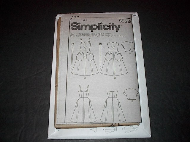 Simplicity Pattern 9536 Misses' 1950s Vintage Sundress w/Pockets Bolero ...