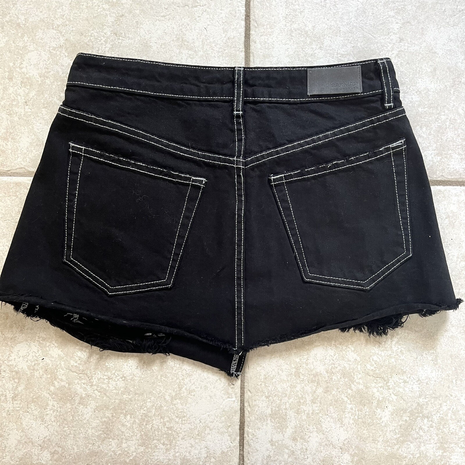 LF Carmar Black Denim Distressed Wrap Mini Skirt Size… - Gem