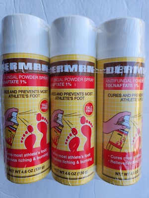3 DERMAN ANTIFUNGAL POWDER SPRAY TOLNAFTATE 1 % SEALED ORIGINAL ...