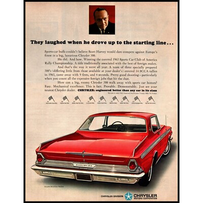1964 Chrylser 300 2 Door Hardtop Vintage Print Ad Scott Harvey Rally ...
