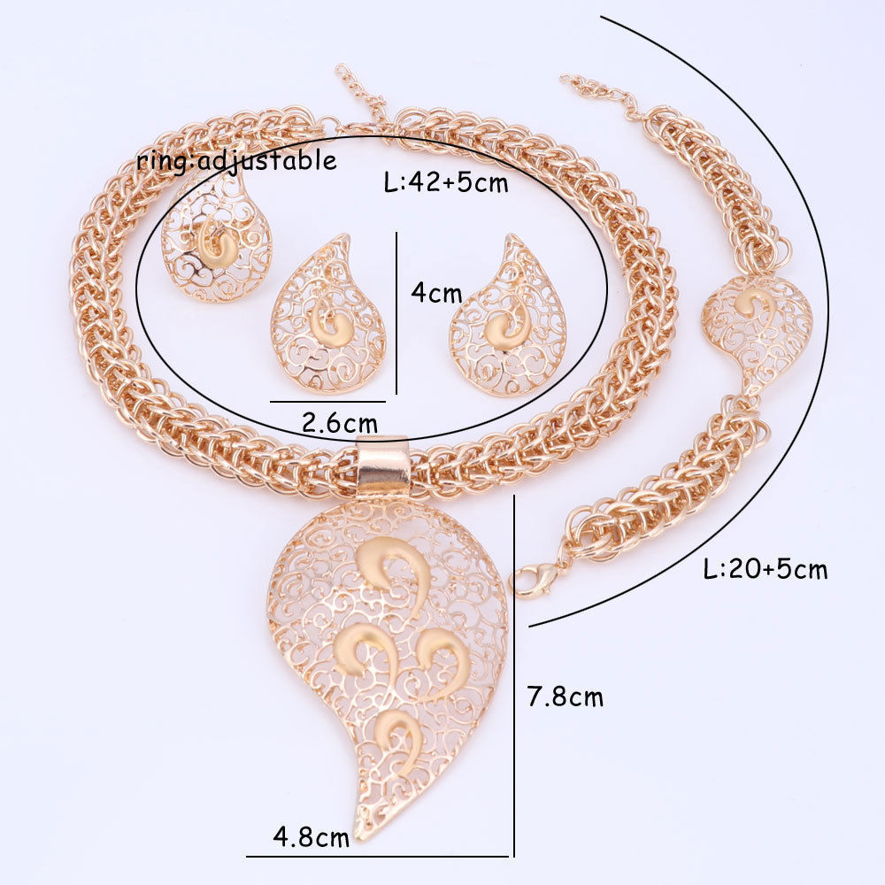 Gold Plated Water Drop with Thick Box Chain 4 pieces Jewelry Set | eBay