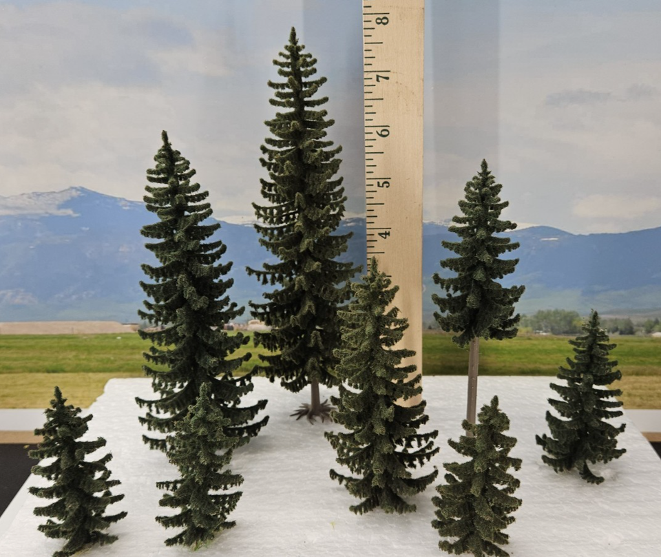 Busch (Germany) HO/TT Scale Scenery - Eight Premium Spruce Forest Trees ...