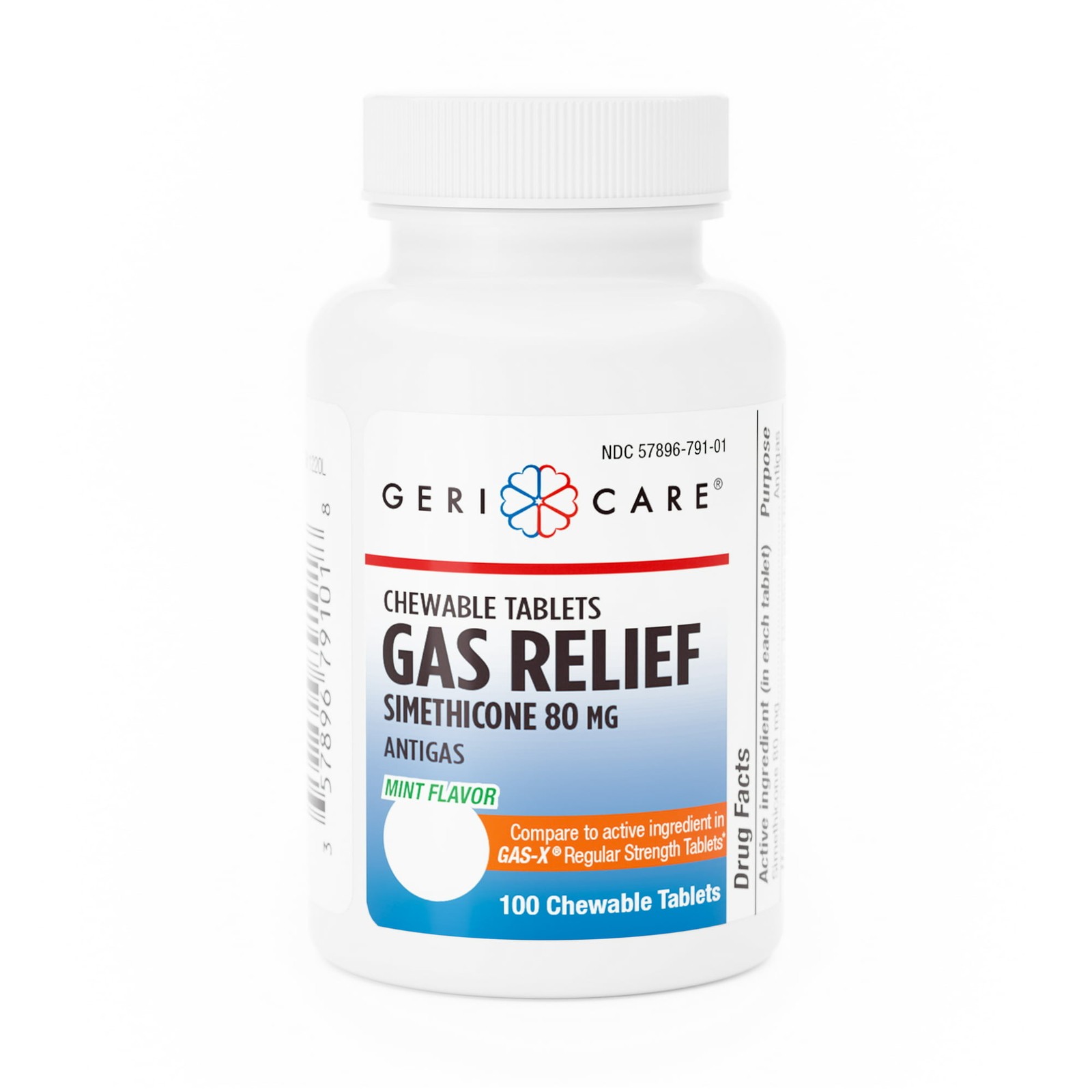 Geri Care Gas Relief Antiflatulent Simethicone 80mg Mint Flavor 100 Ct ...