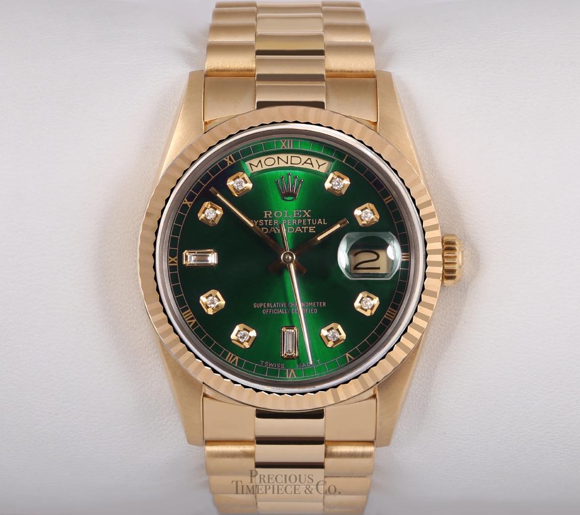 Rolex Day-Date President Solid 18k Gold 18038 Watch -Baguette Diamond ...