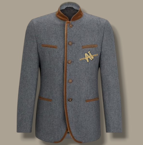 Men's Grey German Bavarian Jacket Wool Tyrol Trachten Jacket For ...