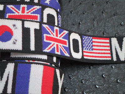 2 yards 1" width in multi color w/multi country flags pattern heavy ...