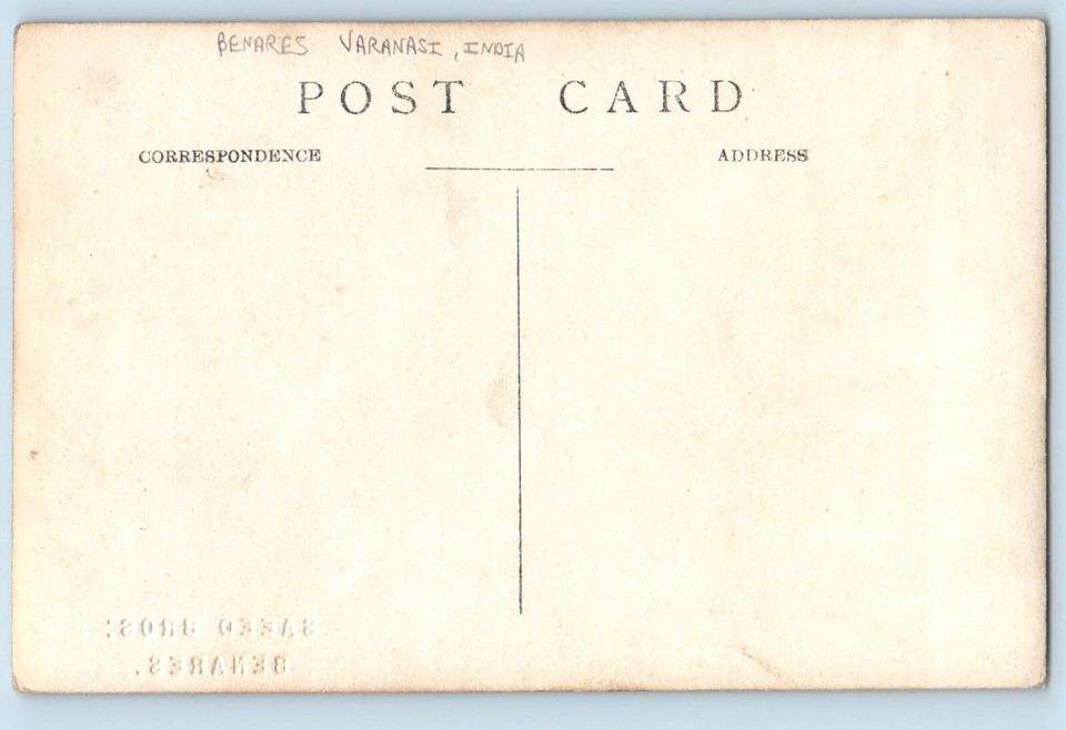 Benares Varanasi India Postcard Saeed Bros River Scene c1940s Vintage ...