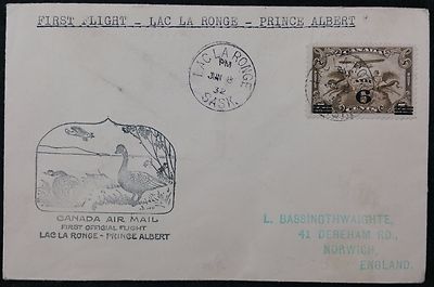 Canada Stamp SG 313 First Flight Cover Lac La Ronge - Prince Albert ...
