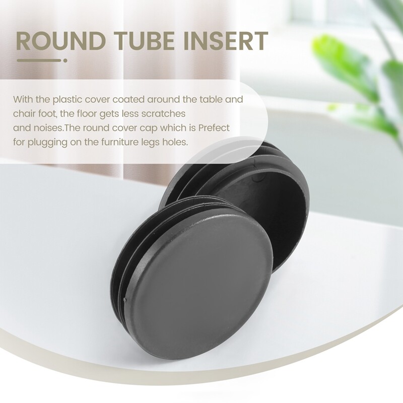 6 x Schwarzes Plastik 50mm Durchmesser Runde Rohr Einsatz Kappen A6023 ...