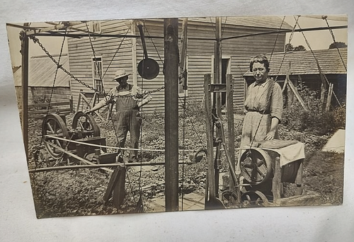 1900's Large Stationary Engine on Farm Powering Wooden Churn RPPC | eBay