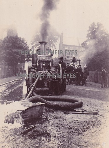 3 original photos 1890's fire engine attending a fire plus one of the ...
