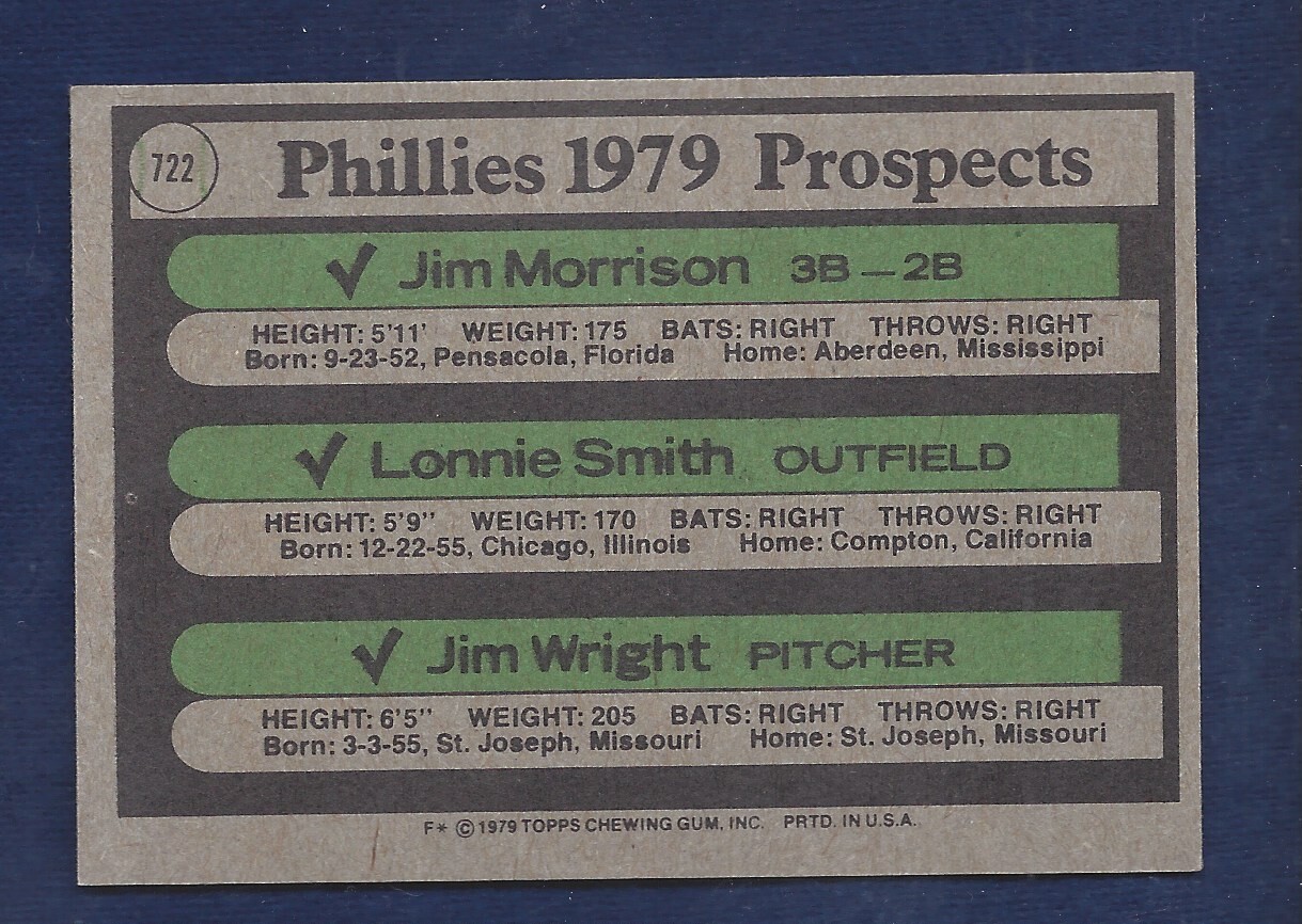 CENTERED SHARP 1979 TOPPS BASEBALL #722 LONNIE SMITH ROOKIE .99 SHIP ...