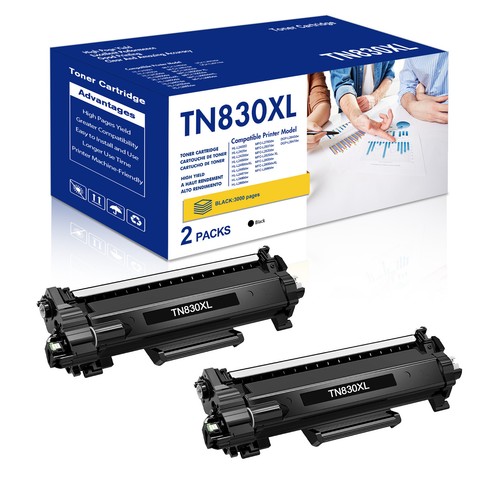 2 Pack Compatible with Brother TN830XL WITH CHIP Toner Cartridge ...