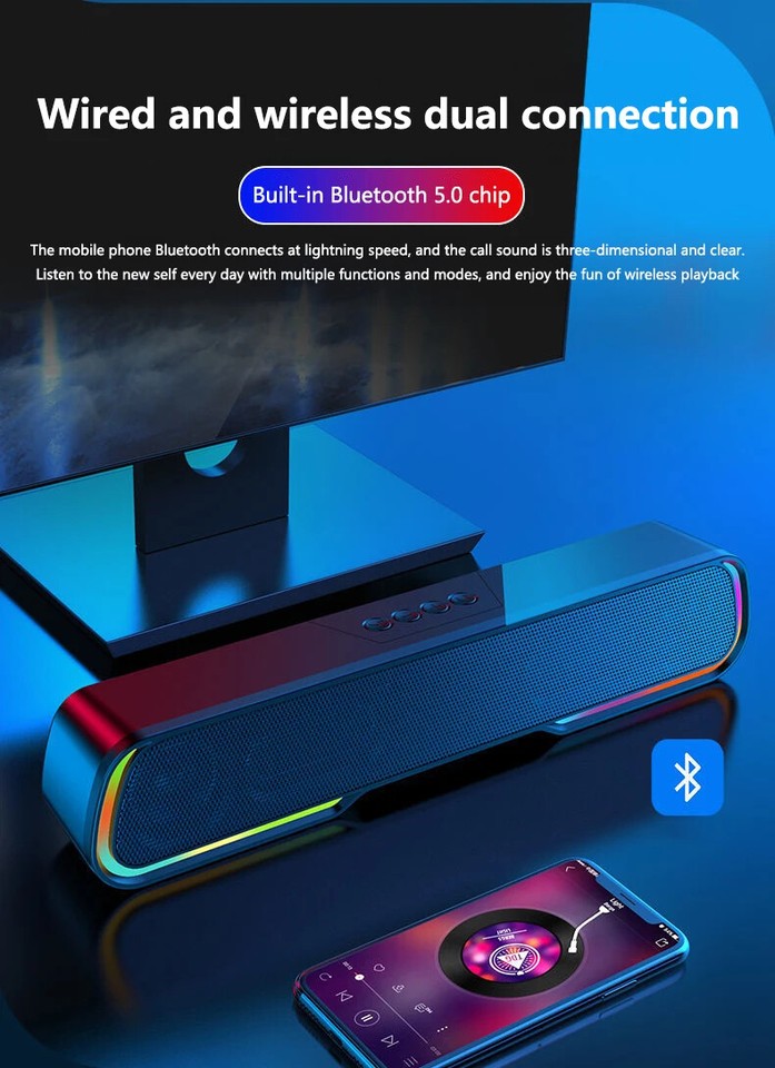 Surround Sound Bar Speaker System Wireless Bluetooth Subwoofer TV Home ...