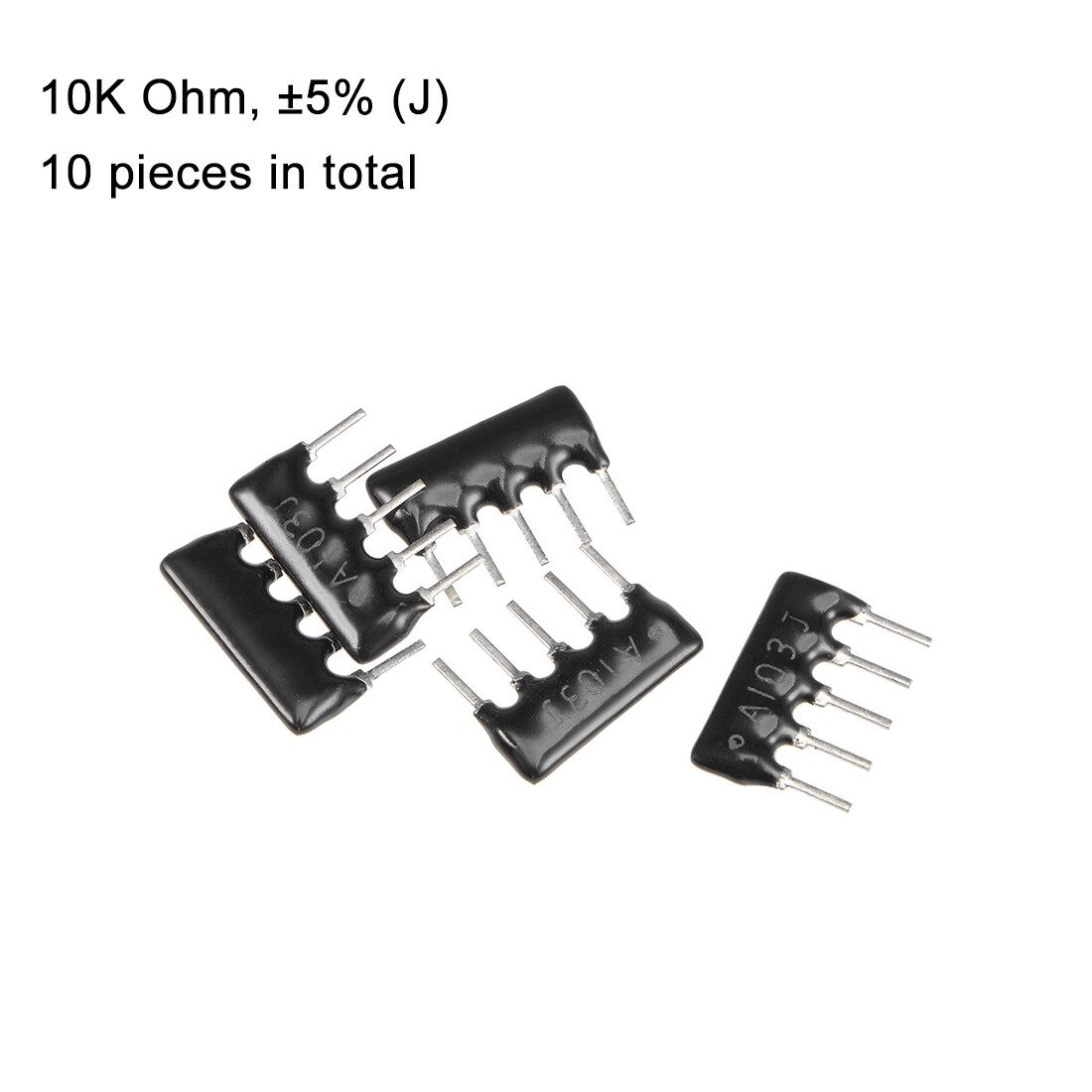 10K Ohm Resistor Network 1/8W SIP-5 Array 2.54mm Bussed Type 5% ...