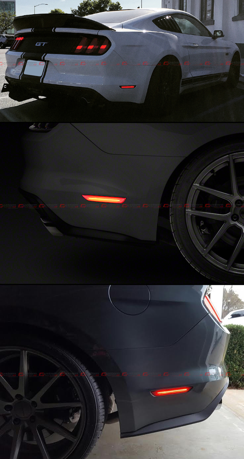 FOR 15-2022 FORD MUSTANG REAR BUMPER SIDE MARKER REFLECTOR LED STRIP ...