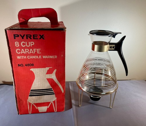 Pyrex 8 Cup Carafe with Candle Warmer 4608 Corning Glassworks Made in ...
