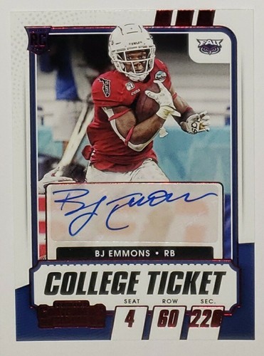 2021 Contenders Draft Picks Red Foil College Ticket BJ Emmons RC AUTO ...