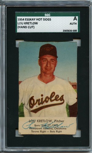 1954 Esskay Meats Wieners Lou Kretlow Baltimore Orioles Hot Dogs SP SGC ...