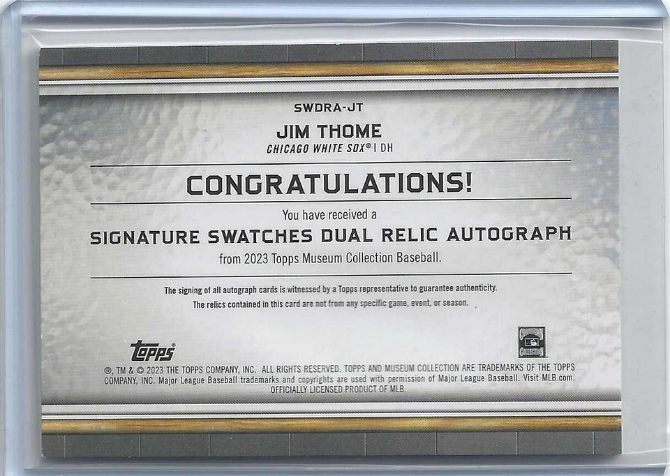 2023 Topps Musuem Jim Thome Signature Swatches Dual Relic /10 | eBay