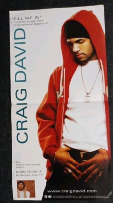 CRAIG DAVID Rare 2001 PROMO POSTER w/RELEASE DATE For International CD ...